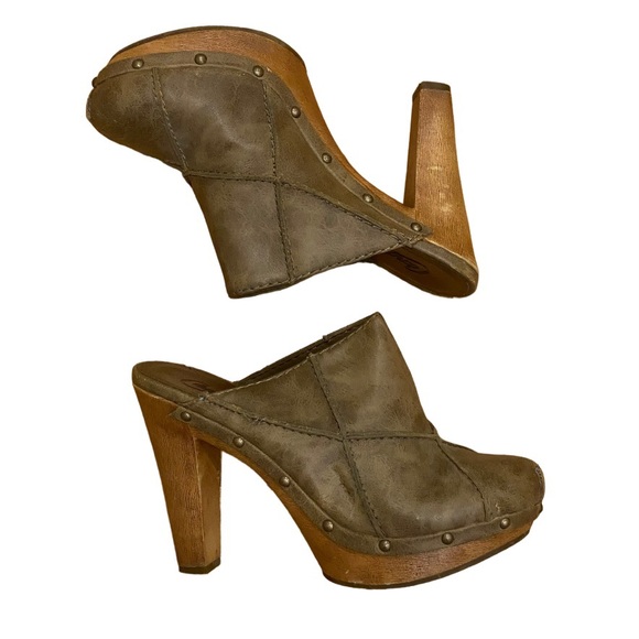Candie's | Shoes | Candies Faux Leather Taupe Brown Stud Mules Clogs ...